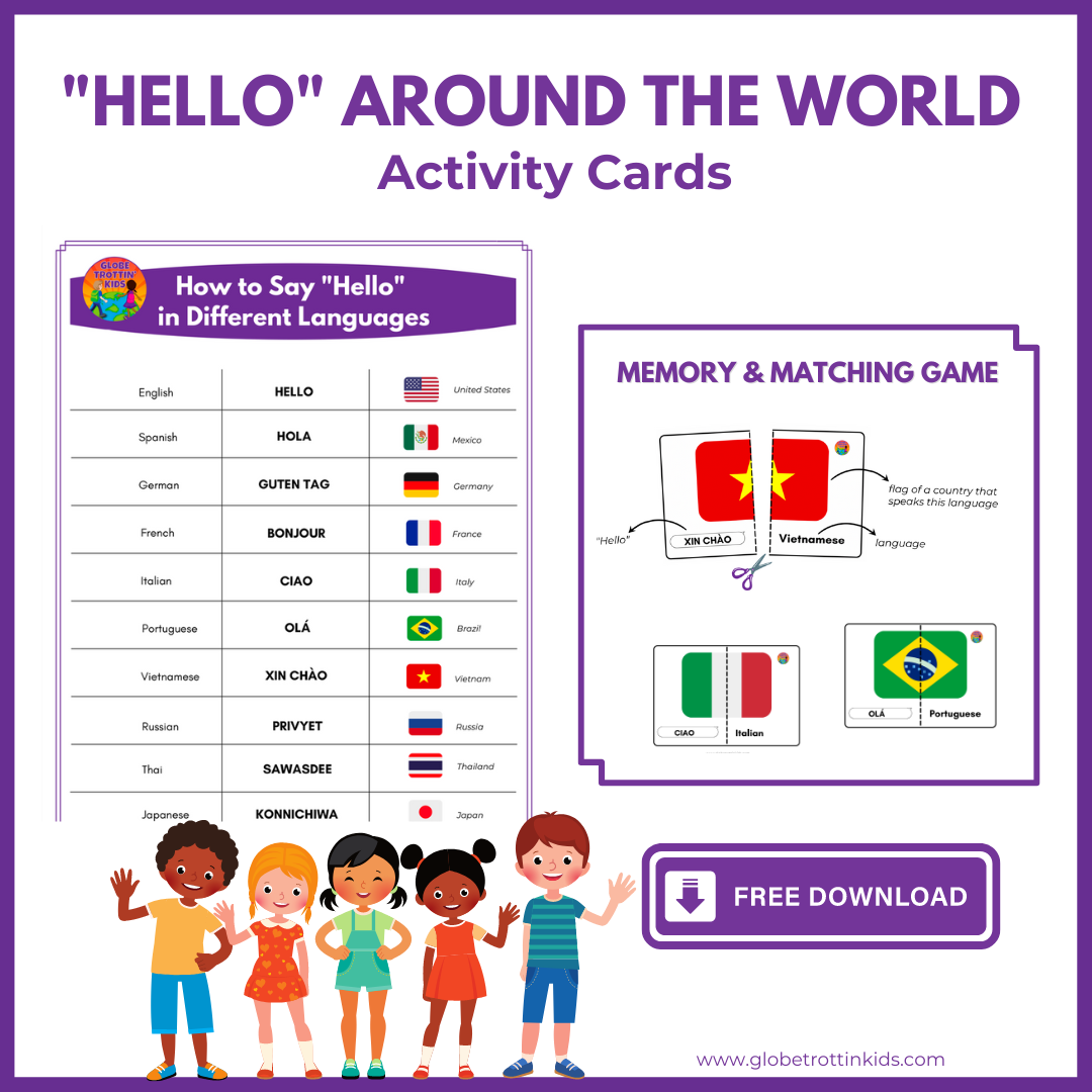 Hello Around the World Activity Cards - Globe Trottin' Kids